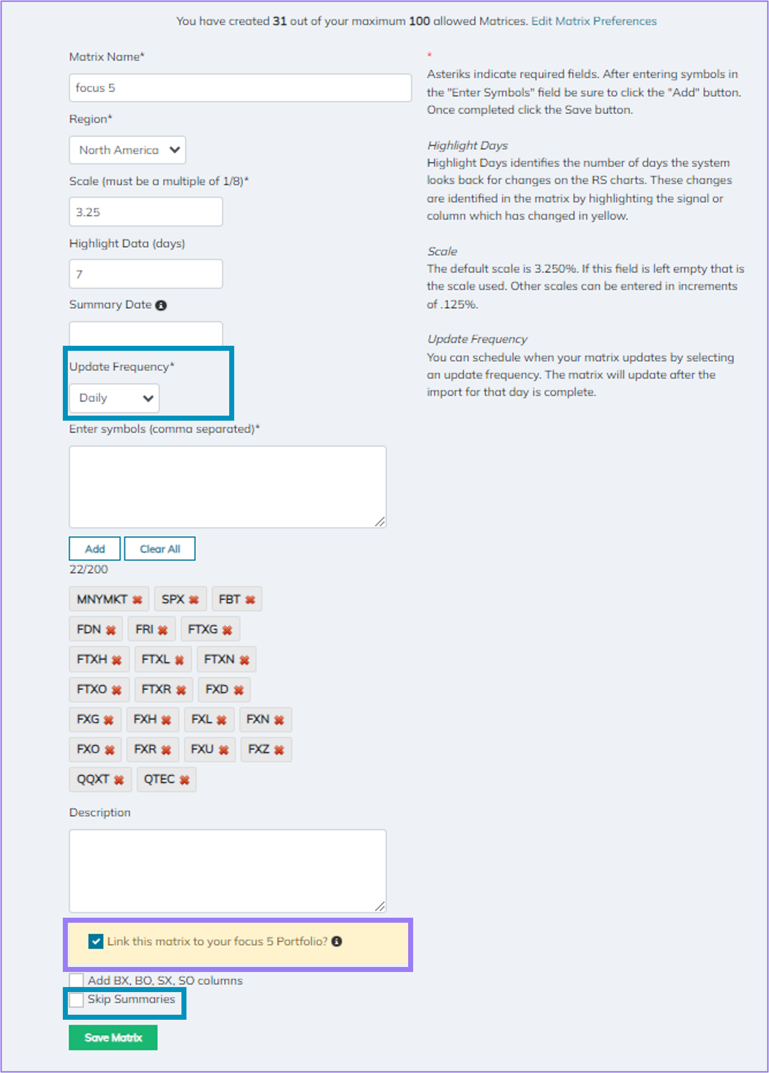 Creating a Custom Matrix – Nasdaq Dorsey Wright