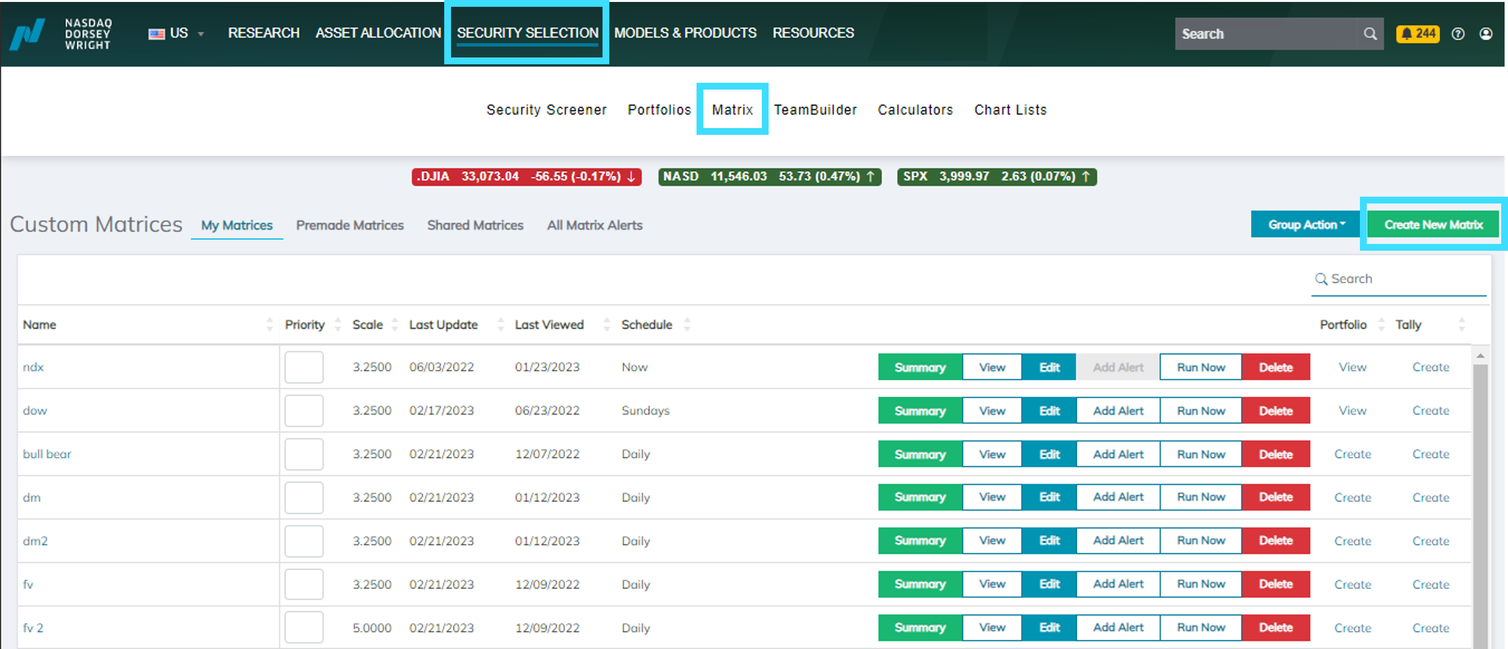 Creating a Custom Matrix – Nasdaq Dorsey Wright