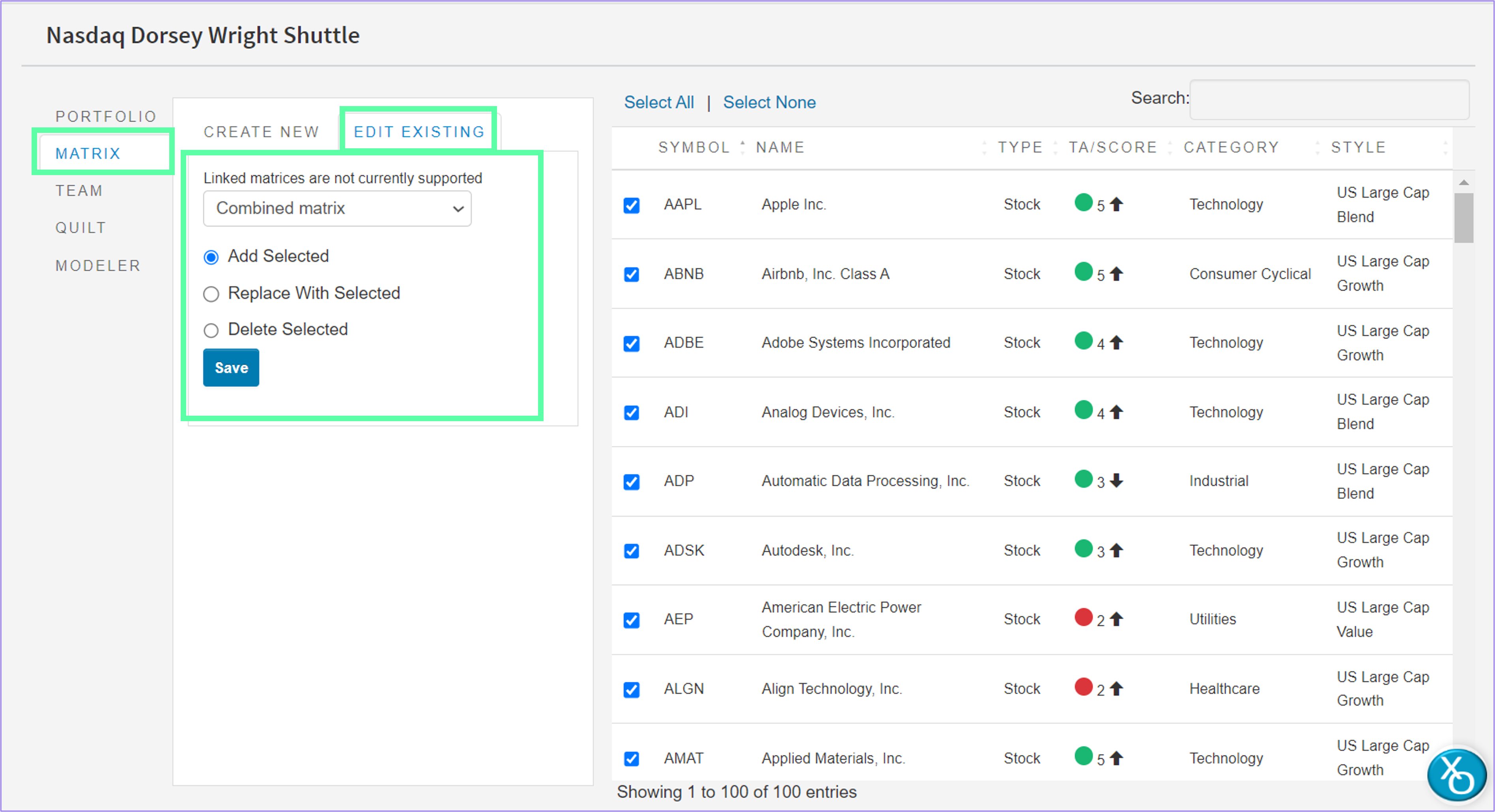 How to combine multiple portfolios into one Matrix – Nasdaq Dorsey Wright
